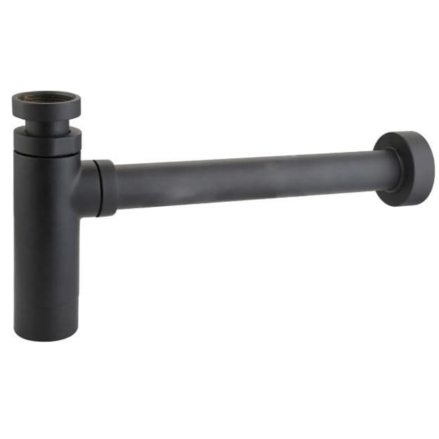 Black Modern Basin Bottle Trap with Pipe - 74000047 - Plumbers Mate Ltd