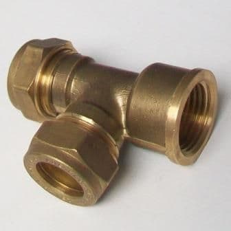 Brass Compression Tee 15mm x 1/2 Female x 15mm - 24521500 - Plumbers Mate Ltd