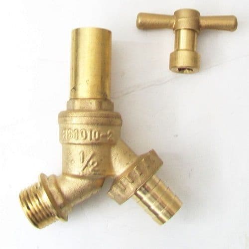 Brass Hose Union Lockshield Outside Bib Tap - 58093090 - Plumbers Mate Ltd