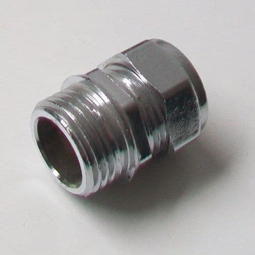 Chrome 15mm x 1/2" Male Iron Compression Coupling - Plumbers Mate Ltd