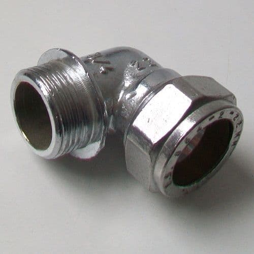 Chrome 22mm x 3/4" Compression Male Iron Elbow - Plumbers Mate Ltd
