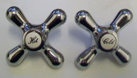 Chrome Antique Cross Top Head Tap Handles - 62010178/9 - Plumbers Mate Ltd