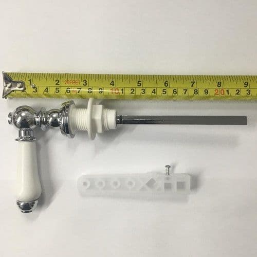 Chrome / White Cistern Lever Handle 150mm Long Shaft - 08000333 ...