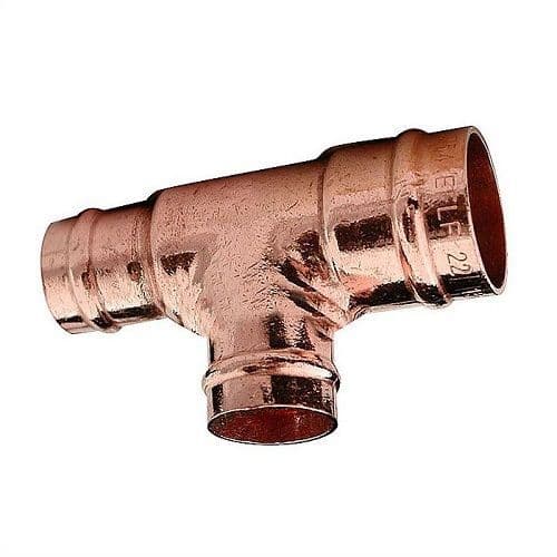 Copper Solder Ring 28mm x 22mm x 22mm Tee - 28272822 - Plumbers Mate Ltd