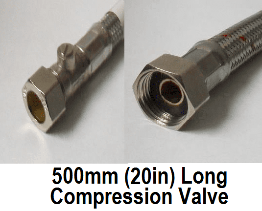 Flexible Hose Connector 15mm Isolation Valve 500mm - 54000584 ...