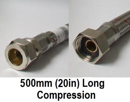 Flexible Toilet Inlet Connector 15mm Compression 500mm - 54000578 ...