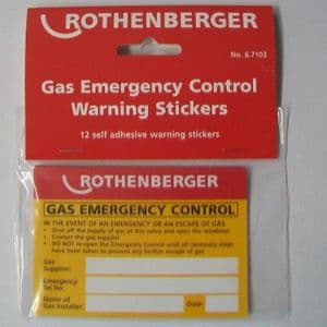 Rothenberger Gas Emergency Control Warning Stickers - 54000178 ...