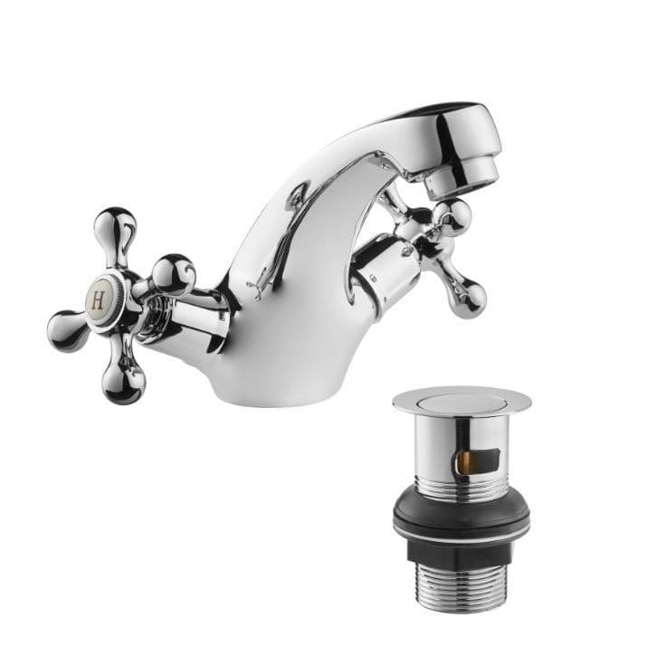 Tudor Traditional Basin Monobloc Mixer Tap - 54015245 - Plumbers Mate Ltd