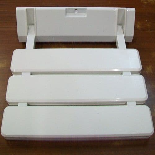 Wall Mounted White Plastic Folding Shower Seat - Plumbers Mate Ltd