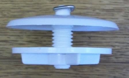 White Bath Overflow Stopper with Chain Attachment - Plumbers Mate Ltd