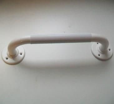 White Stainless Steel Ribbed Grab Rail Bar 600mm - Plumbers Mate Ltd
