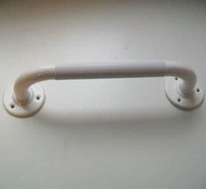 White Stainless Steel Ribbed Grab Rail Bar 600mm - Plumbers Mate Ltd