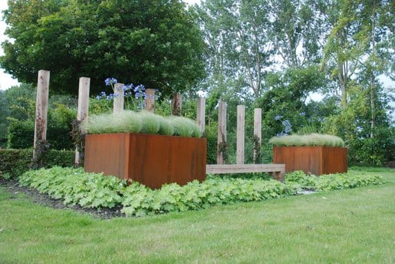 Corten Steel Trough Planters from potstore.co.uk