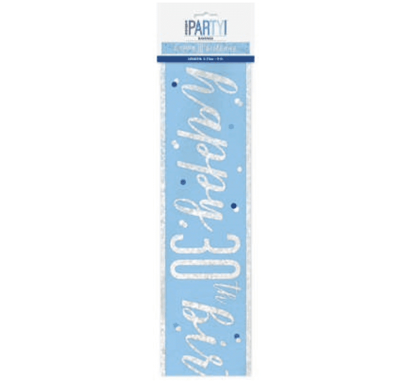 Blue Glitz Happy 30th Birthday Banner