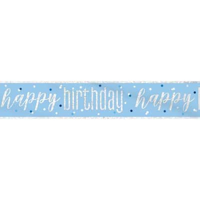 Blue Glitz Happy Birthday Banner