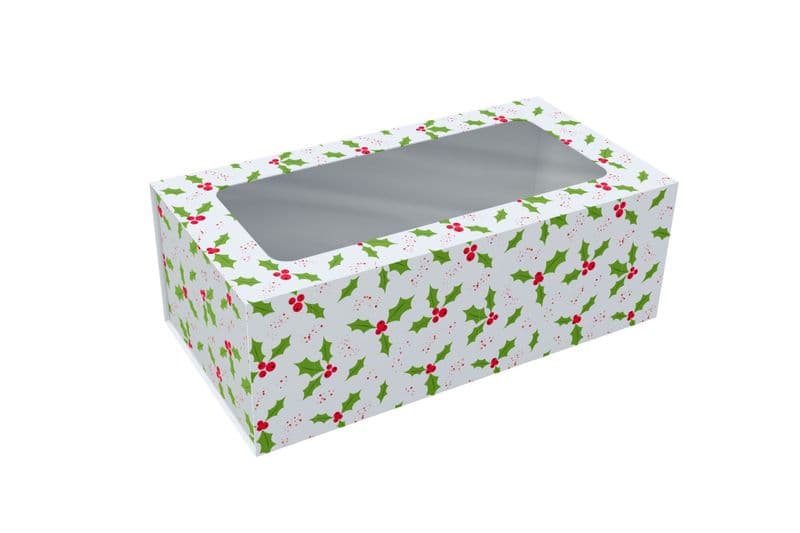Holly Design Yule Log Box