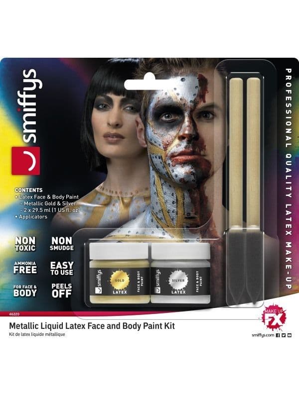 Metallic Liquid Latex Face And Body Paint Kit