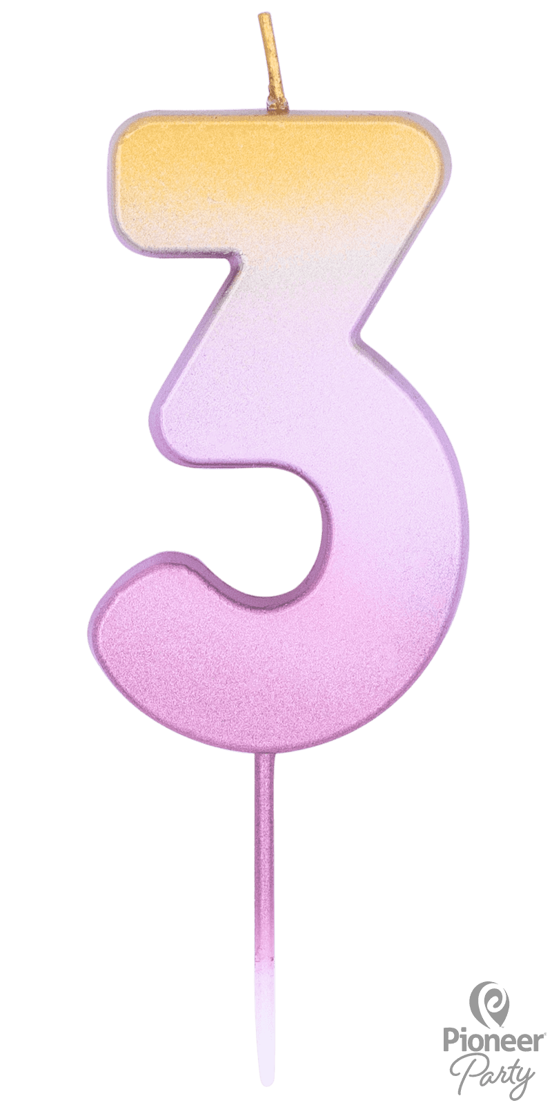Number 3 Rose Gold Ombre Candle