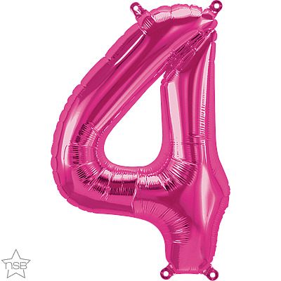 Number 4 Pink Mini Air-Fill Foil Balloon