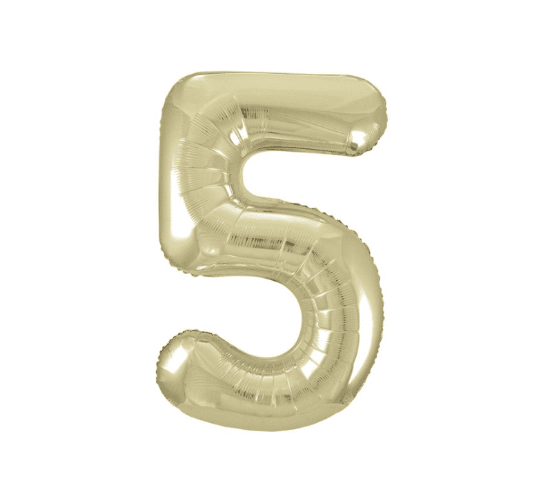 Number 5 Old Gold Super Shape Number Foil Balloon