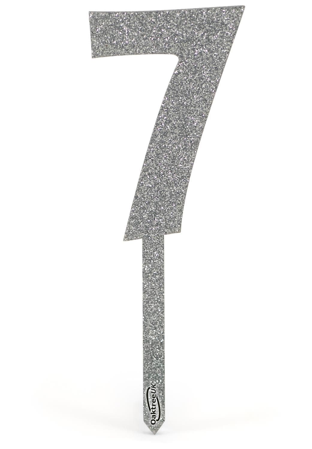 Silver Glitter 7 Cake Topper