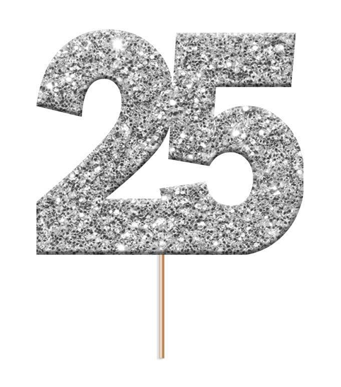 Silver Glitter Number 25 Picks