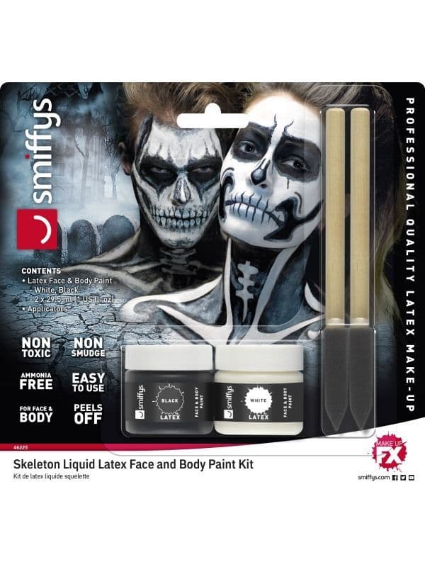 Skeleton Liquid Latex Face And Body Paint Kit