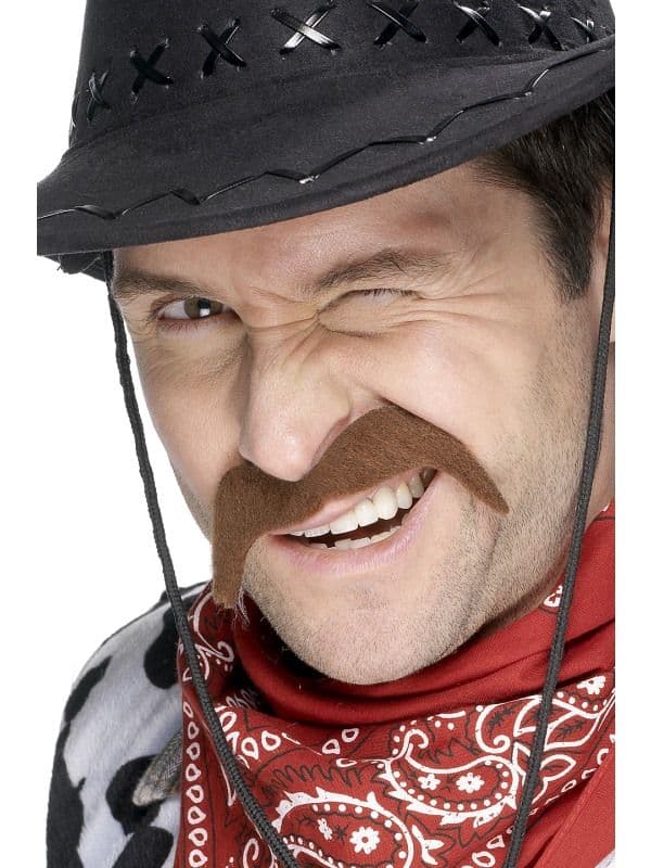 Wild West Cowboy Moustache Brown