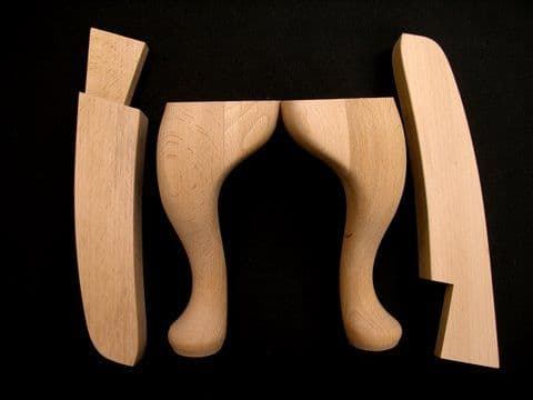 Set of Queen Anne Legs 2 x 9 inch front and 2 x 8 inch rear with top square