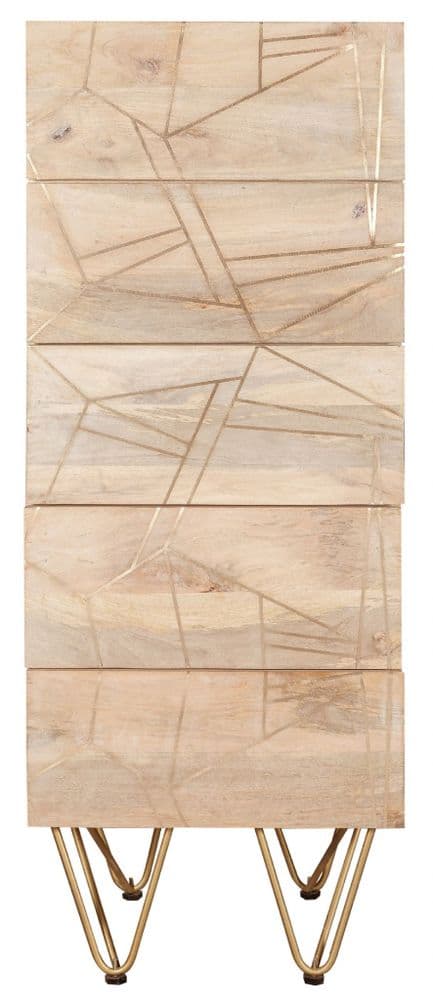 Brecon Light Mango Wood 5 Drawer Chest | Tall solid mango wood chest of ...