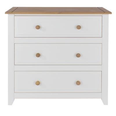 Capri Wide pine topped chest of drawers with 8 drawers - 2 wide 6 small.