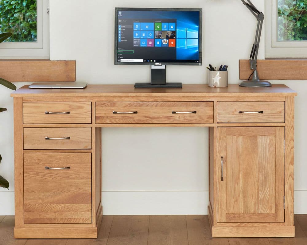 Monaco Double Pedestal Computer Desk | Solid Wood Desk | Oak Desk