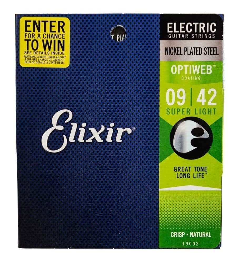 Elixir 19002 Nickel Plated Steel Optiweb Electric Super Light 9-42