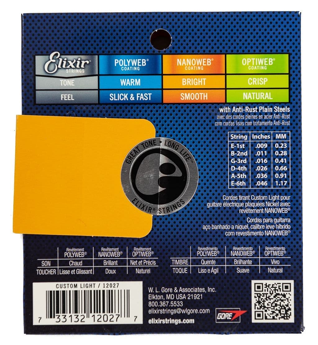 Elixir E12027 Nano Electric Custom Light 9-46 Set