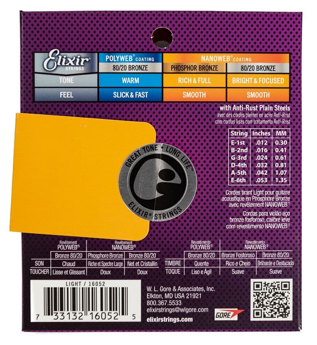 Elixir E16052 Nanoweb Phospher Bronze Acoustic Light 12-53 Set