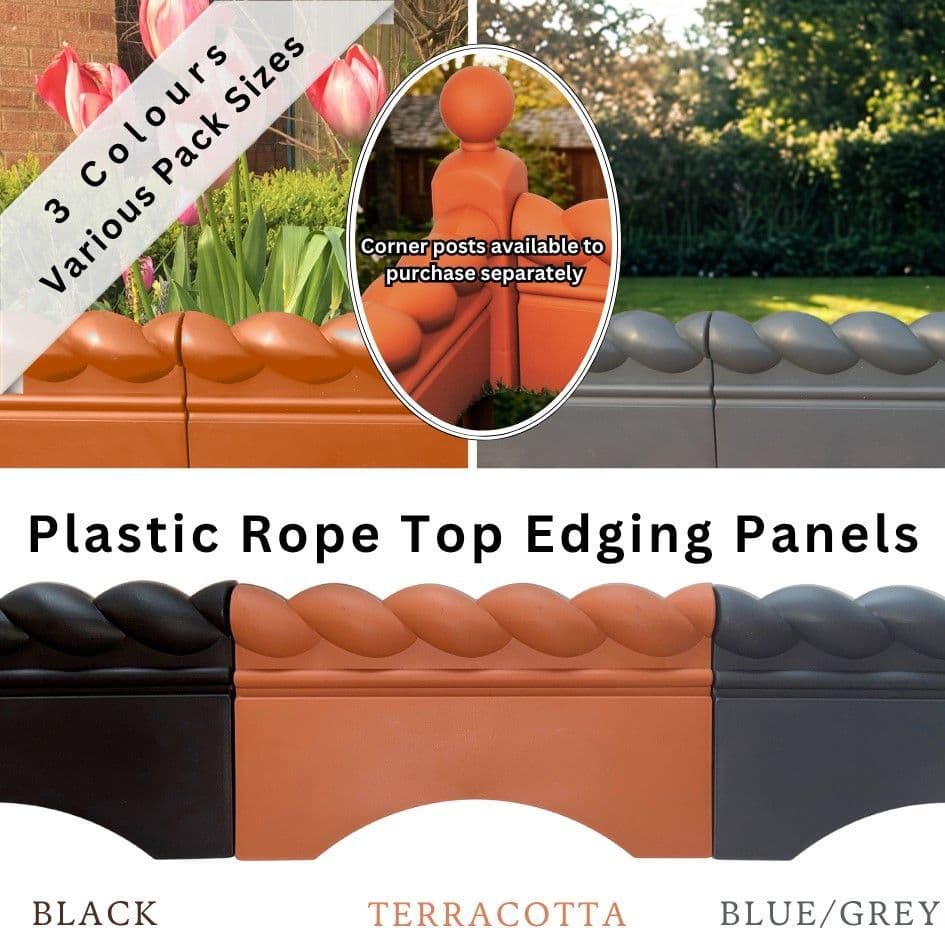 Garden Border / Lawn Edging Panels Rope Top UK Made X8172