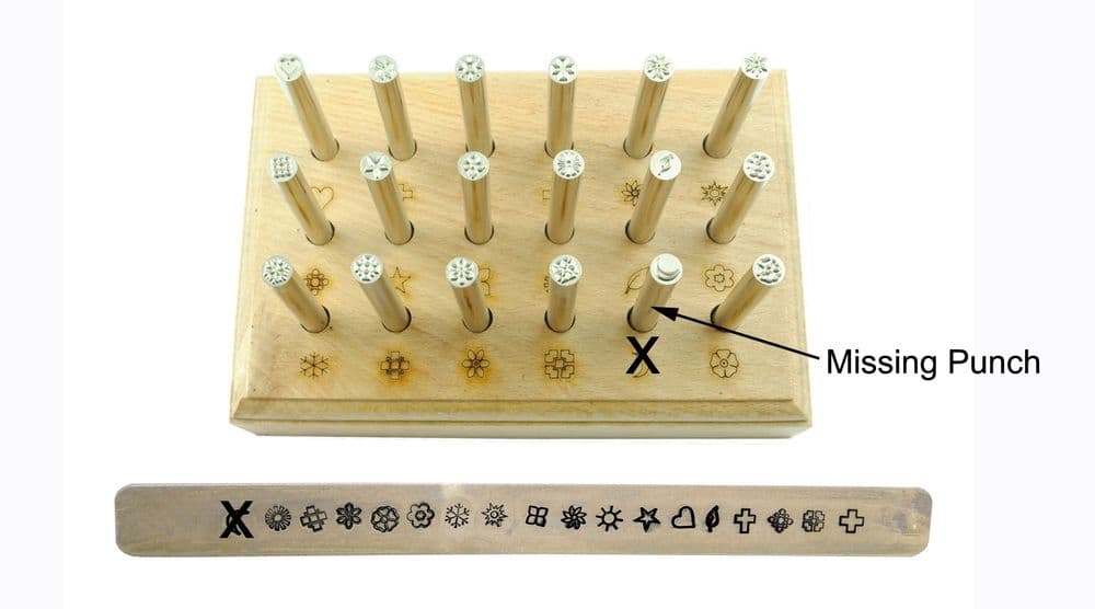Metal Design Punches Stamps SLIGHT SECONDS ONE MISSING PUNCH J1243A