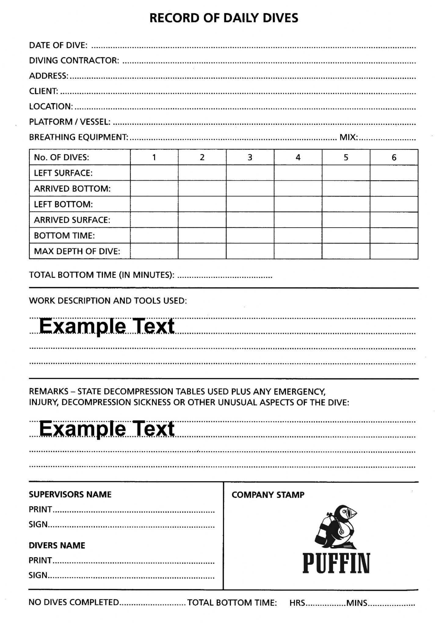 ADC BOOK LOGBOOK PROFESSIONAL DIVERS INLAND/INSHORE