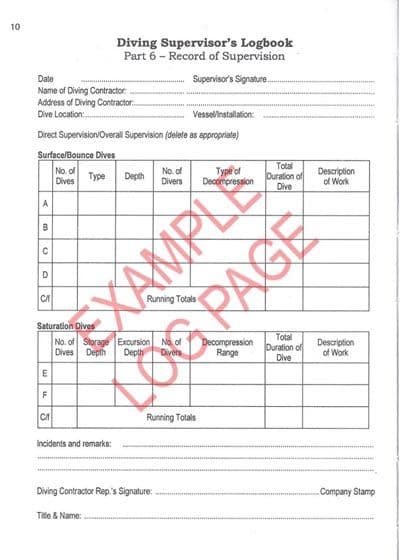IMCA BOOK LOGBOOK SUPERVISORS
