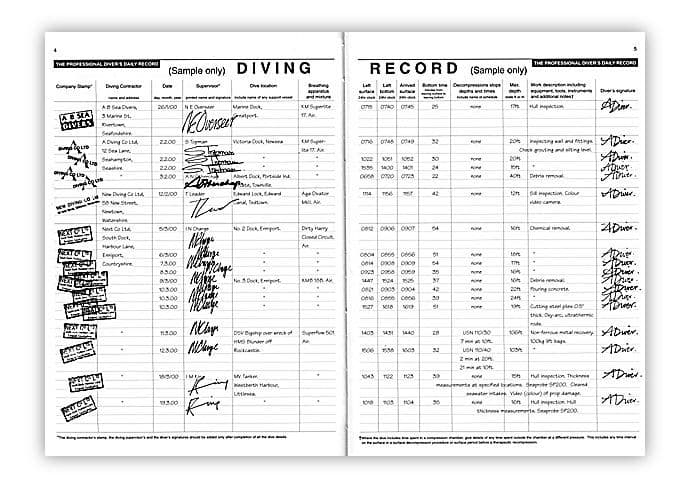 PDC 10 BOOK LOGBOOK PROFESSIONAL DIVER S DAILY RECORD