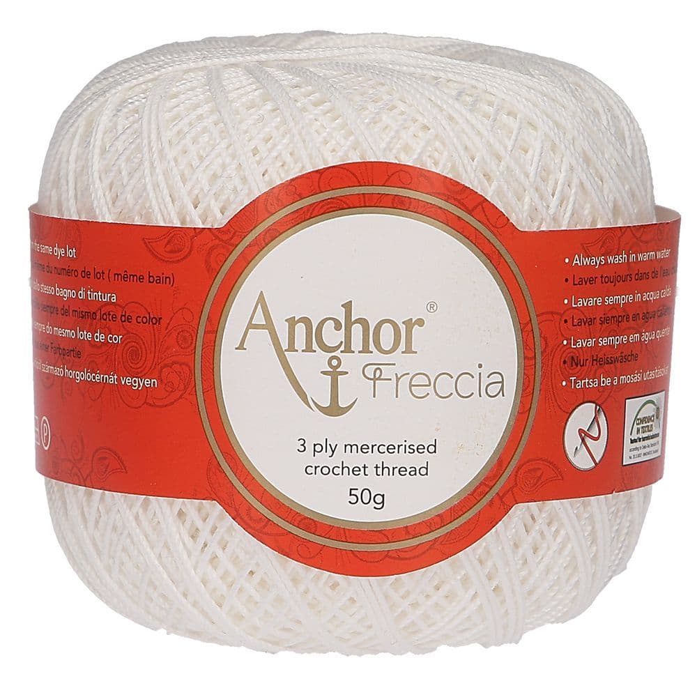 Anchor Freccia No 6 Crochet Cotton 7901 White 50g