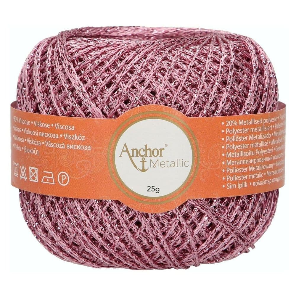 Anchor Metallic Crochet No 5 Thread 306 Pale Pink