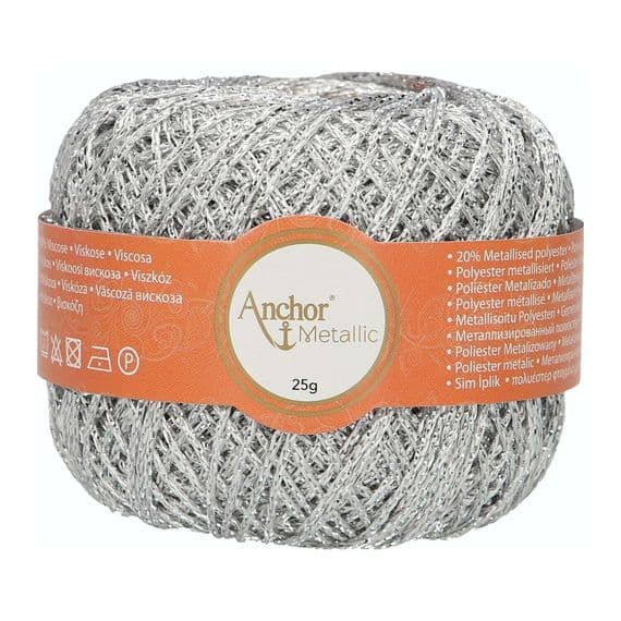Anchor Metallic Crochet Thread No 5 - 301 Silver