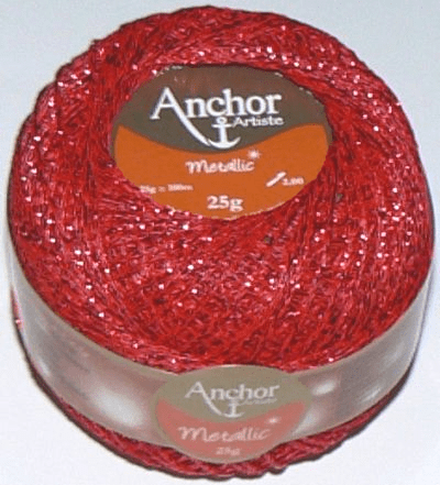 Anchor Metallic Crochet Thread No 5 - 318 Red