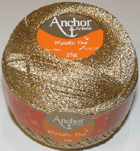 Anchor Metallic FINE No 10 Crochet Thread 300 GOLD