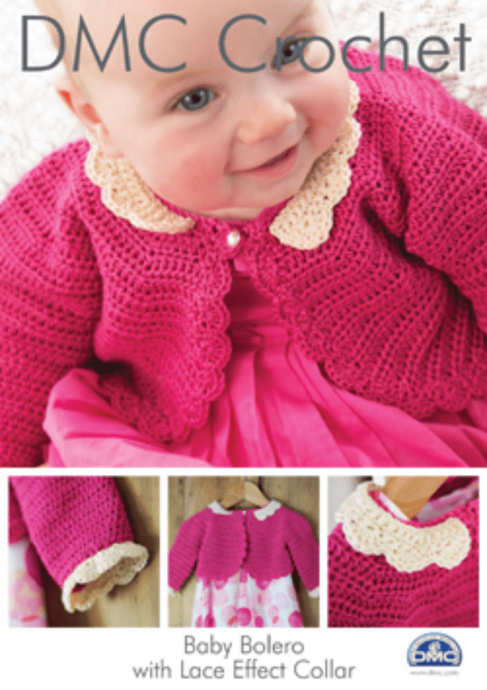 DMC Baby Bolero with Lace Effect Collar Crochet Pattern 15043