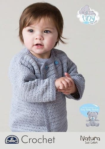DMC Natura Tiny Tatty Teddy Baby Cardigan Crochet Pattern 15432