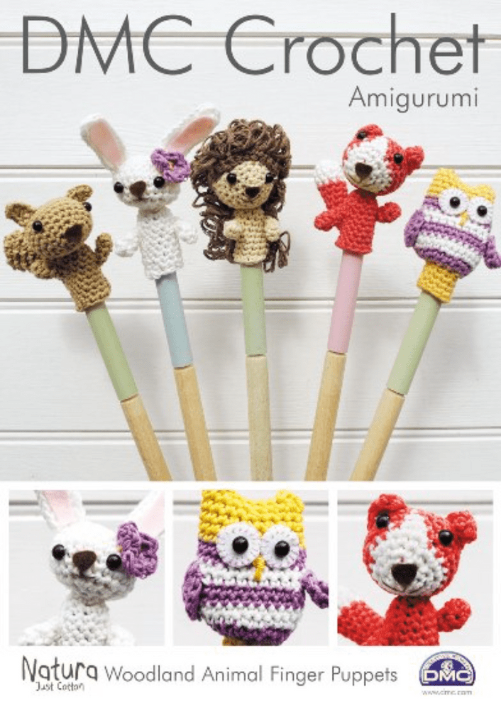 DMC Woodland Animal Finger Puppets Natura Crochet Pattern 15213