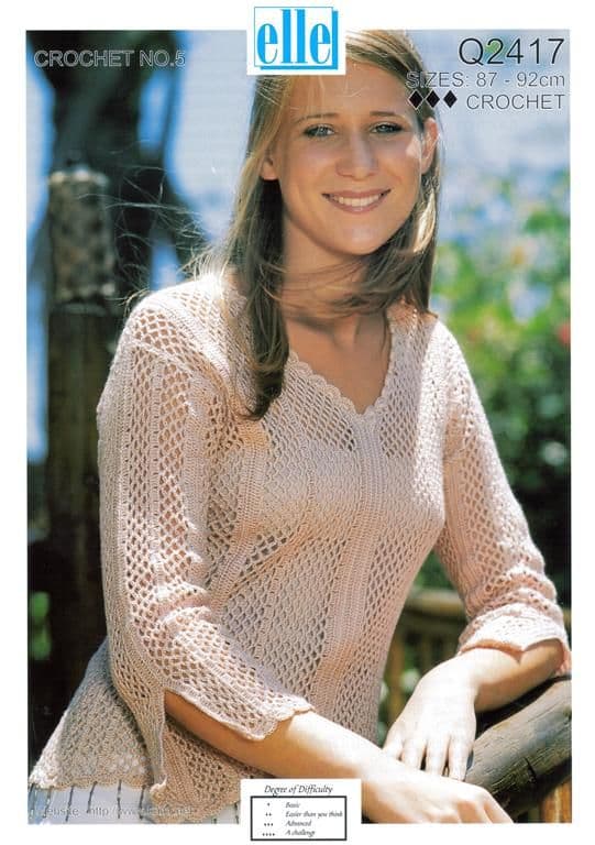 Elle Long Sleeve Blouse Crochet Pattern 2417