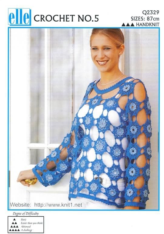 Elle Open Lacy Sweater Crochet Pattern 2329